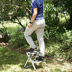 Varbucamp Step Ladder 2 Step Folding for Kitchen, Lightweight Portable Step Ladder with Sturdy Wide Pedal for Adults & Kids,White