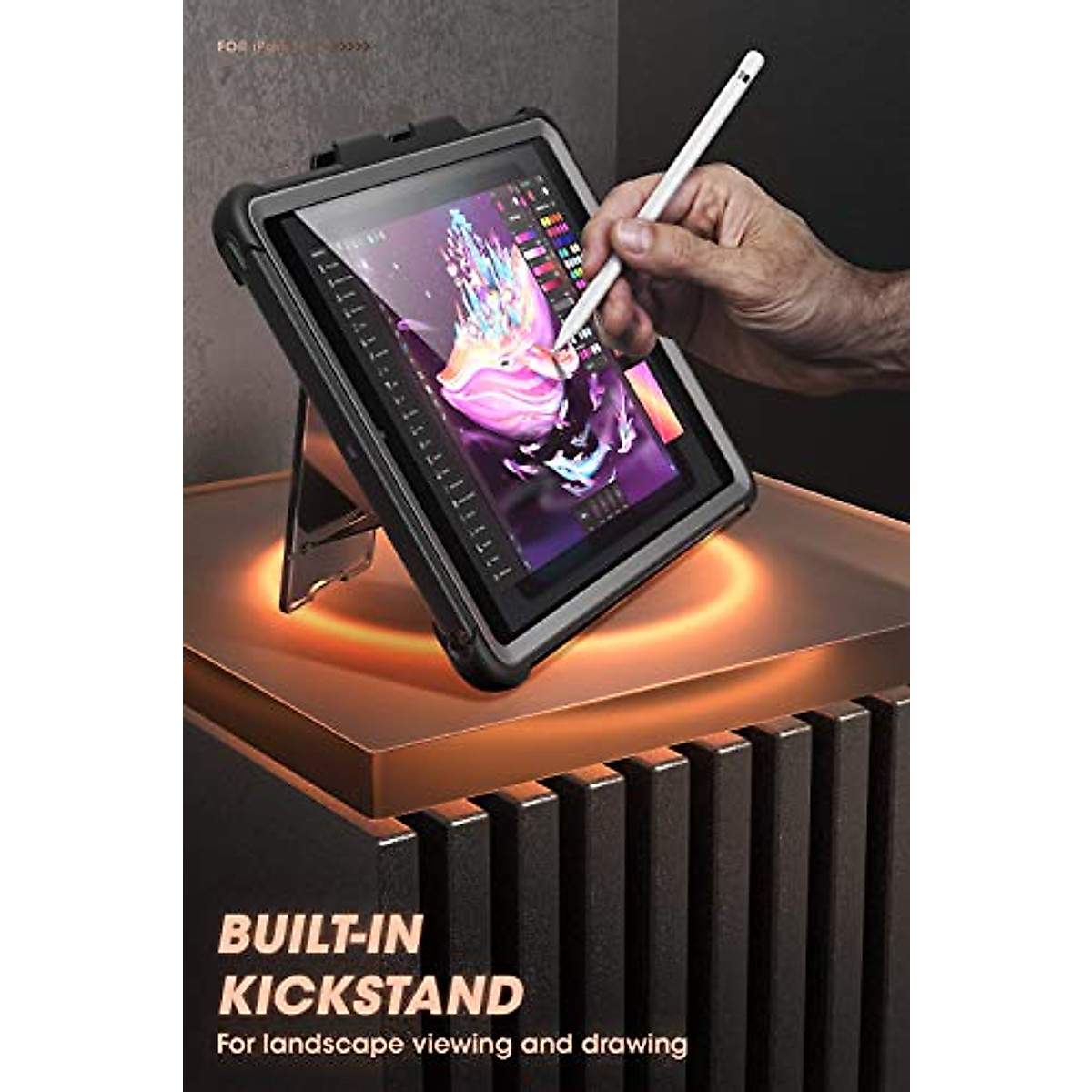 Mumba Ops Case for New iPad 9th/8th/7th Generation 2021/2020/2019, [Built-in Screen Protector] [Kickstand] [Pencil Holder], Full-Body and Drop-Proof Cover for iPad 10.2 inch, Cyberpunk Style
