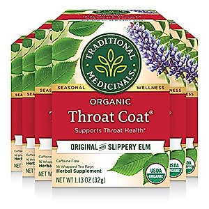 Traditional Medicinals Organic Throat Coat Seasonal Tea, 16 Count (Pack of 6)
