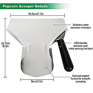 2 Pack Popcorn Scoop Stainless Steel French Fry Scooper Scoop Quick Fill Popcorn for Popcorn Machine, Speed Hand Scoop Commercial Fry Bagger Scooper for French Fries, Snacks, Ice, Dried Nuts
