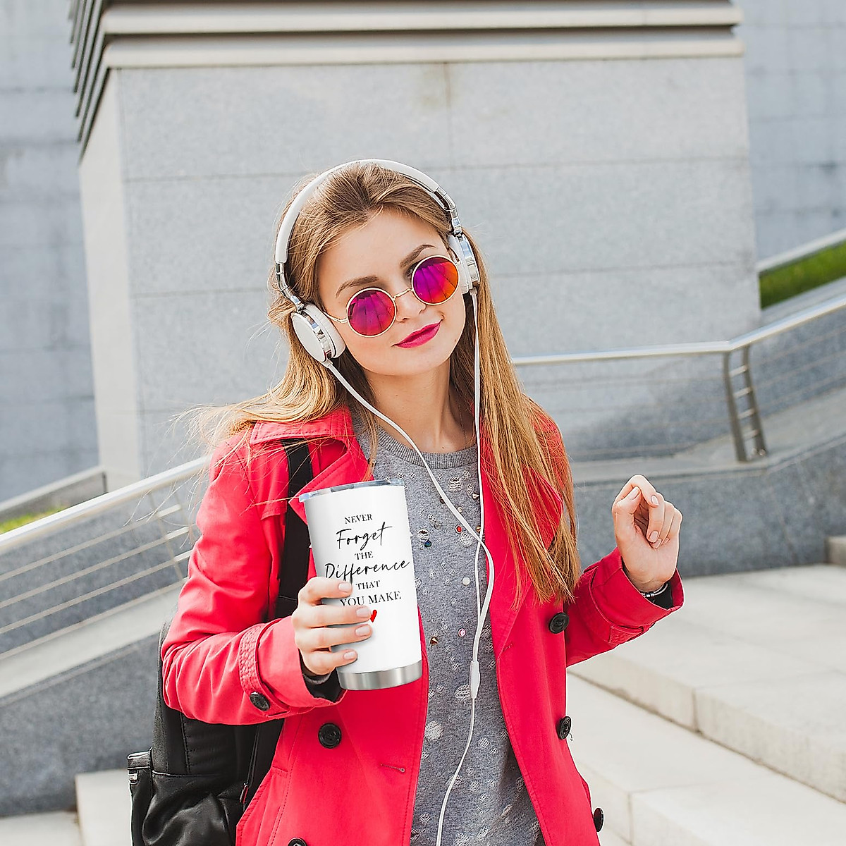 Pudmaple Thank You Gifts for Women/Men, Teacher/Employee Appreciation Gifts, Retirement Gift for Woman, Chaos Coordinator Farewell Gift for Coworkers, Never Forget The Difference You Make Tumbler 20oz