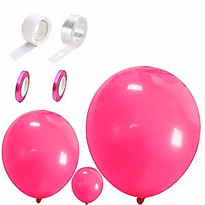 Hot Pink Balloons Different Sizes Pack, 105pcs 5/12/18 Inch Dark Pink Balloons Fuschia Ballons Matte Balloons Various Size Balloons for Birthday Barbie Valentines Day Party Decorations