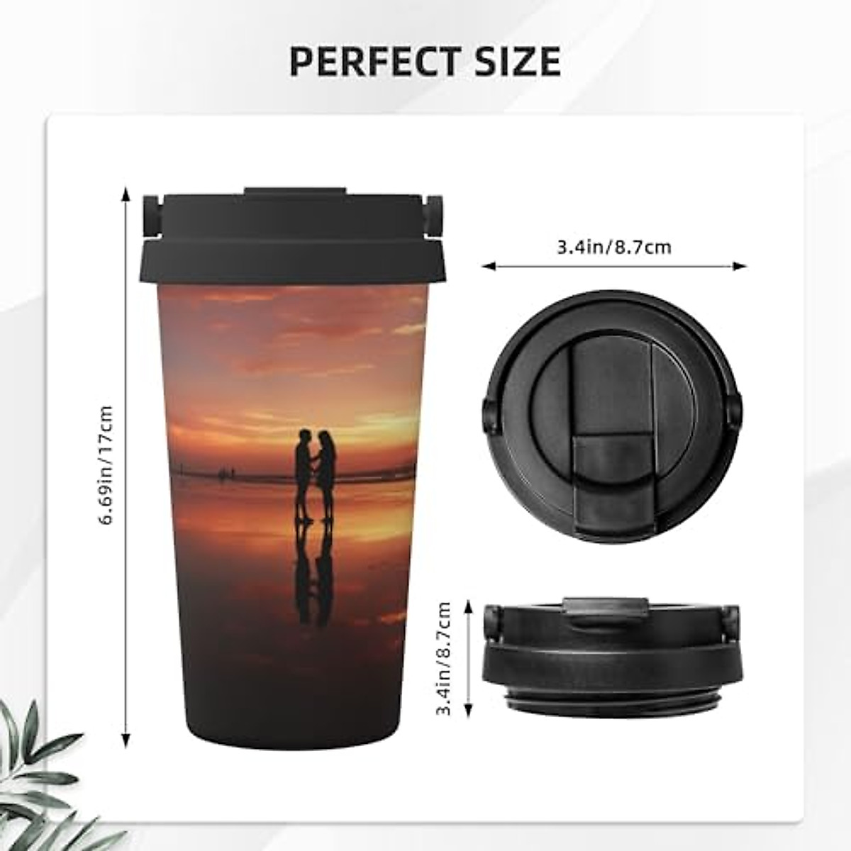 WANGXUEE Romantic Love Print 500ml Stainless Steel Travel Tumbler Double Wall Vacuum Insulated Coffee Mug