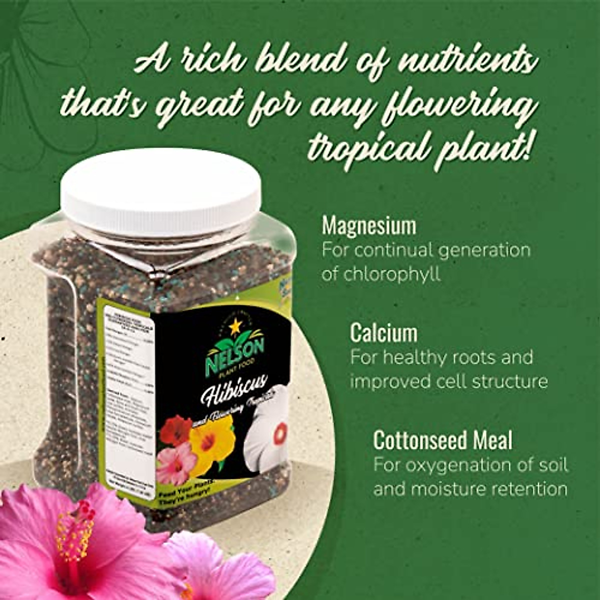 Nelson Plant Food - NutriStar Hibiscus Fertilizer - Outdoor and Indoor Plant Food - Tropical Hibiscus Fertilizer For All Flowering Tropical Plants