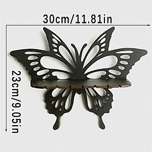 HWOLPEMS Crystal Shelf Display, Wooden Butterfly Crystal Holder Shelve, Boho Wall Display Shelf, Stones, Candle, Necklace Hanging Holder, Interior Wall Decor Shelf