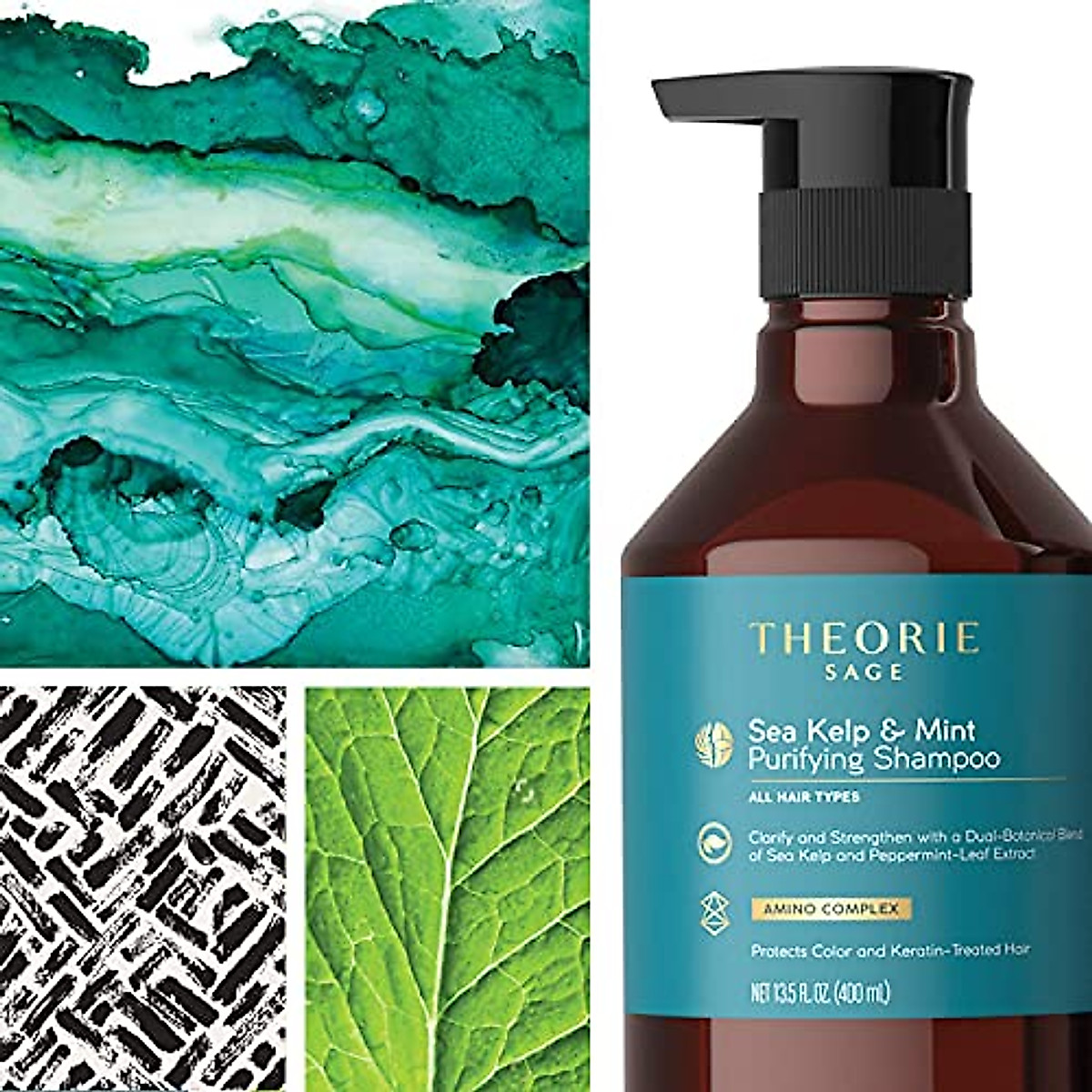 Theorie Sea Kelp and Mint Purifying Conditioner - Clarify & Strengthen - Suited for All Hair Types - Protects Color & Keratin Treated Hair, Pump Bottle 800mL
