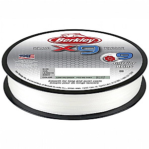 Berkley x9 Braid Superline, Crystal, 10lb test | 27 lbC | 12.1kg, 2188yd | 2000m Fishing Line, Suitable for Freshwater and Saltwater Environments