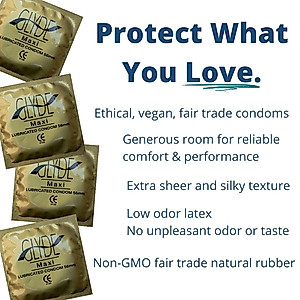 GLYDE Maxi - Large Fit Condoms - 36 Count - Ultra-Thin, Vegan, Non-Toxic, XL Size, Natural Rubber Latex, 56mm for Generous Fit