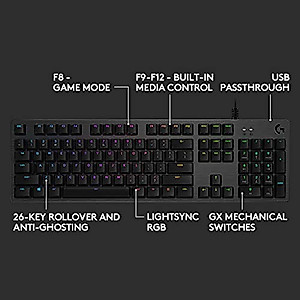 Logitech G512 LIGHTSYNC RGB Mechanical Gaming Keyboard GX Brown Tactile