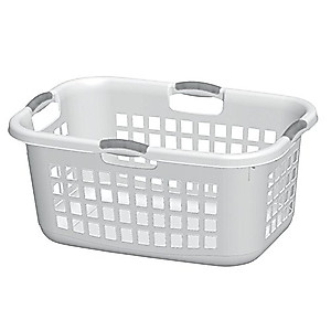 Sterilite Corp 12168006 Laundry Basket White 2Bshl, No Size, Plain