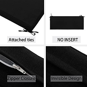 Water-Resistant Outdoor Bench/Settee Cushion Slip Cover,Patio Furniture Cushion Covers,Garden Long Chair Cover ONLY-48x18x3 INCH (Black)