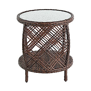 Amazon Brand - Ravenna Home 3-Piece Conversation Bistro Set With Cushioned Swivel Chairs and Table, Weather-Resistant PE Rattan Wicker, Brown