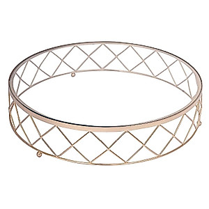 BalsaCircle Gold Clear 14-Inch Round Metal Glass Geometric Cake Stand - Wedding Birthday Party Dessert Pedestal Display Decorations