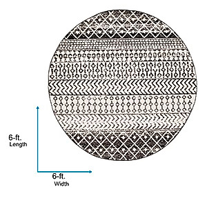 Artistic Weavers Chester Boho Moroccan Area Rug,6' Round,Black