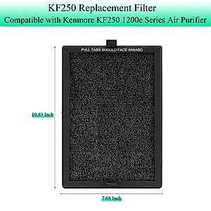 KF250 Filter Replacement,Compatible with Kenmore KF250 1200e Series Air Purifier PM2010, 3-IN-1 H13 True HEPA Replacement Filter,Part No. KF250,2-Pack