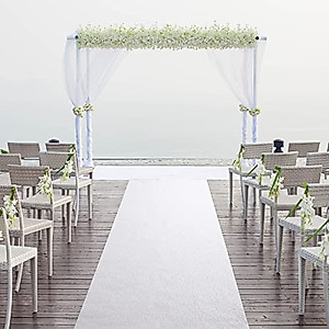 Leaf Print White Aisle Runner for Wedding Ceremony, Reception, Indoor and Outdoor Banquets (3 x 50 ft)