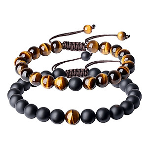 COAI You Complete Me Onyx Tiger Eye Stone Bracelets for Couples