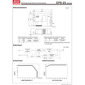 MEAN WELL EPS-25-24 Open Frame Switching Power Supply, 24VDC, 1050 mA 25 Watt