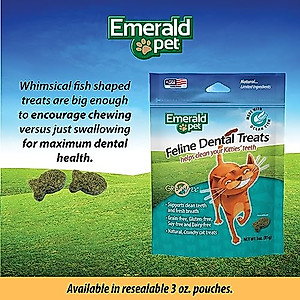 Feline Dental Treats — Tasty and Crunchy Cat Dental Treats Grain Free — Natural Dental Treats to Clean Cat Teeth, Freshen Cat Breath, and Reduce Plaque and Tartar Buildup — Ocean Fish Treats, 3 oz