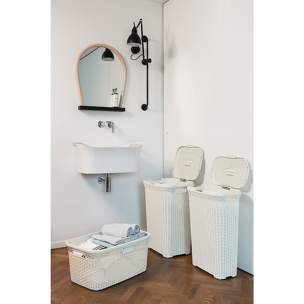 Curver Style 60 Litre Laundry Hamper, Vintage White