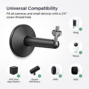 KIWI design Security Camera Mount Bracket, Universal Stylish Metal Wall Mount Fits Ring, eufy, Wyze, Arlo Cameras and VR Rift Sensor, Vive/Valve Index Base Station Easy to Install (2 Pack, Black)