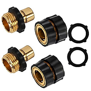 Xiny Tool 3/4 Inch Garden Hose Quick Connect, Quick Connect Garden Hose Fittings, Male and Female Water Quick Release Hose Connector, 2 Set