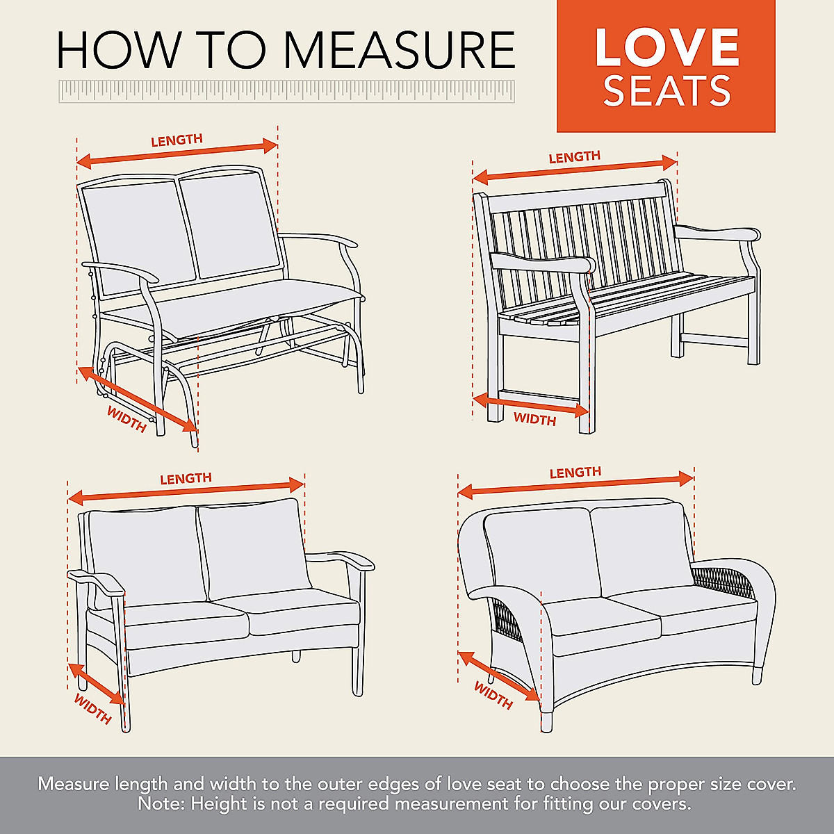 Modern Leisure Garrison Patio Loveseat Cover - Weather-Resistant Fabric - Outdoor Furniture Protection Perfect for Patio, Deck, and Porch - 35" L x 38" W x 31" H - Heather Grey