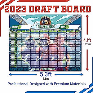 Extra Large Fantasy Football Draft Board 2023-2024 Kit - 640 Player Stickers - Color Edition[14 Teams 20 Rounds]