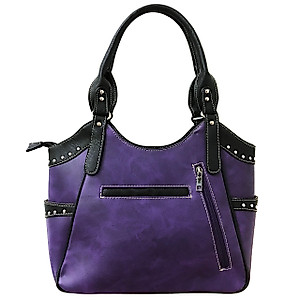 Zelris Longhorn Skull Embroidered Feather Cactus Design Conceal Carry Women Tote Purse Handbag (Purple)