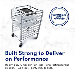 New Star Foodservice 36510 Commercial-Grade Aluminum 10-Tier Sheet Pan/Bun Pan Rack, 26" L x 20" W x 38" H with Brake Wheels