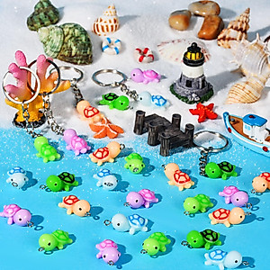 ZHWKMYP 35 Pcs Turtle Keychains, Tiny Multicolor Sea Turtle Keychain Bulk, Mini Resin Turtles Key Chain for Students Classroom Boys Girls Party Supplies