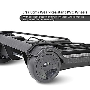 Acroma Folding Luggage Cart with 2 Elastic Ropes, 77 lbs Portable Hand Truck, 2-Wheeled Utility Dolly Cart Ideal for Travel, Moving, Shopping, Office Use and More