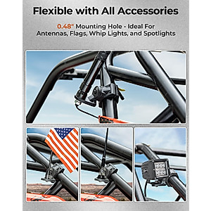 KEMIMOTO UTV Whip Mount Flag Whip Light Mount 2PCS, Heavy Duty Adjustable for 1.75-2 inch Roll Bar Cage, Compatible with RZR 900 1000 XP Pro Turbo Maverick Commander