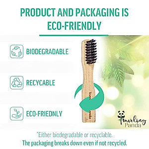 Traveling Panda Mini Travel Bamboo Toothbrush Kit with 2 Soft Bristle Toothbrushes and Mint Toothpaste Tablets, 2X 10 Tabs