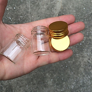 30x40x21mm 15ml Mini Glass Bottles with Aluminium Screw Cap Empty Bottles Golden Metal Lids Glass Vials Jars 12pcs (12, 15ML-Gold-Cap)