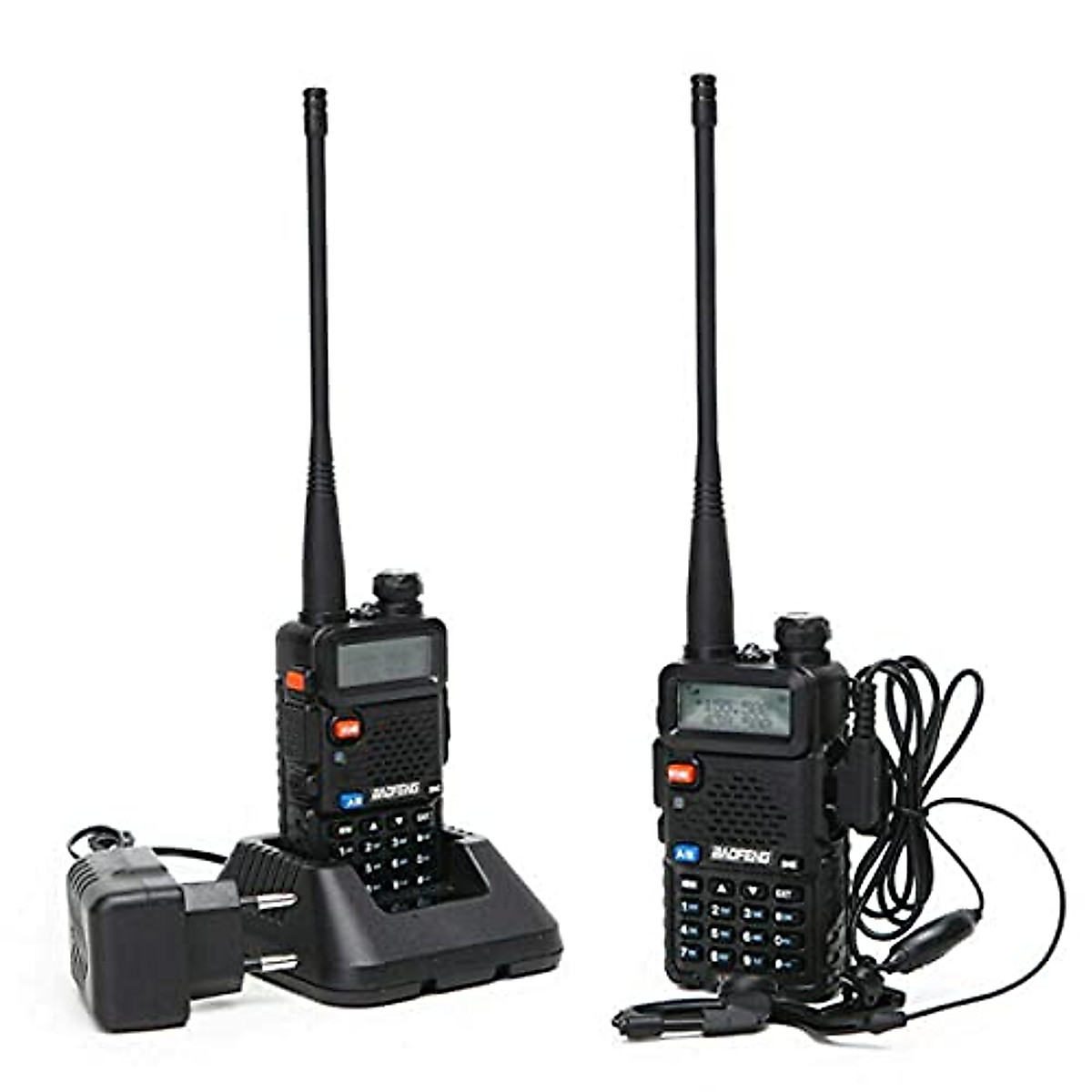 2 Pack Baofeng UV-5R Two Way Radio Ham Radio Handheld Rechargeable Long Range Portable Baofeng Walkie Talkie with 2 Pack 771 Antenna (Black)