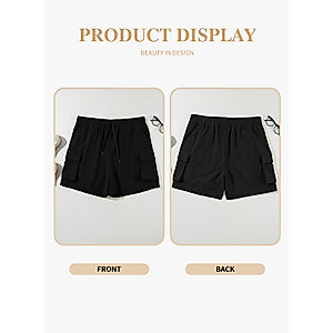 Eytino Womens Plus Size Lightweight Active Athletic Shorts Running Summer Shorts Hiking Cargo Shorts with Pockets,1X Black