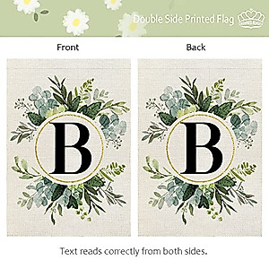 CROWNED BEAUTY Monogram Letter B Garden Flag Floral 12x18 Inch Double Sided for Outside Small Burlap Family Last Name Initial Yard Flag CF764-12
