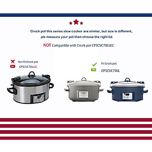 Oval glass lid for 7qt slow cooker compatible with Crock pot, Hamilton Beach, Black &Decker slow cooker and most brand in market 7quart slow cooker