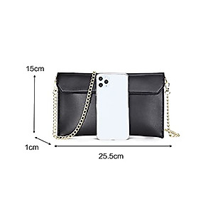 Covelin Women's Wristlet Clutch Handbag Genuine Leather Envelope Evening Shoulder Bags Black