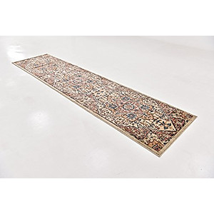 Unique Loom Oslo Collection Distressed Botanical Medallion Beige Runner Rug (3' x 13')