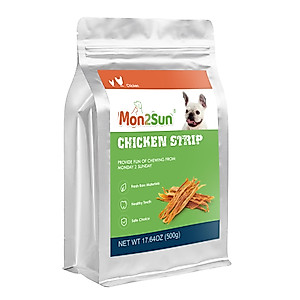 MON2SUN Dog Treats, Chicken Jerky Strips for Small Dogs, High Protein & Grain Free Dog Snacks, Easy to Digest Dog Training Treats (Chicken, 17.64 Ounce -Pack of 1)