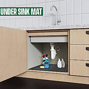 Croc Liner Under Sink Mat Waterproof Cabinet Liner for Kitchen and Bathroom Cabinets, Utility Mat (Cool Grey)