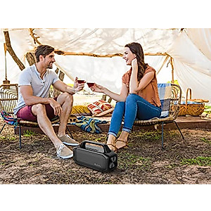 Alpatronix IPX6 Waterproof Stereo Bluetooth Speaker 80W (100W Max), Portable Wireless, 12000mAh Power Bank, Handsfree, Shockproof, TWS, Subwoofer, TF & Flash Card, NFC, AX600, Indoor & Outdoor – Black