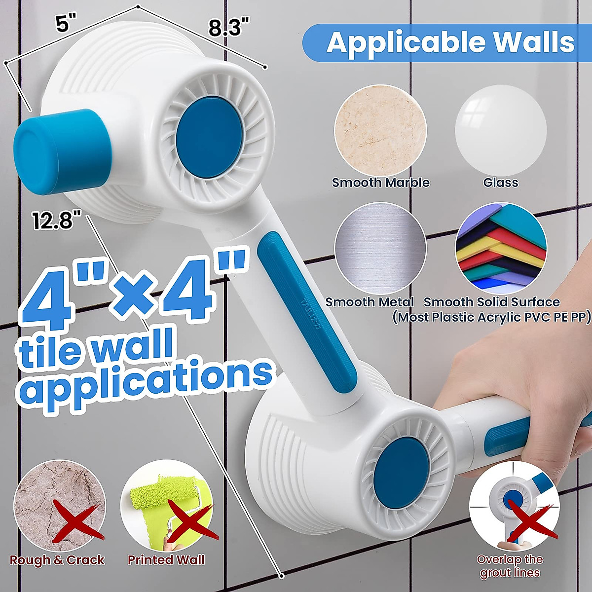 LEVERLOC Shower Safety Grab Bar Super Strong Adhesive L-Shape Handle Rail for Elderly Seniors Handicap Bathroom Bathtub Toilet Shower Balance Assist Grip Strong Suction Hold Up to 350 LBS Drill-Free