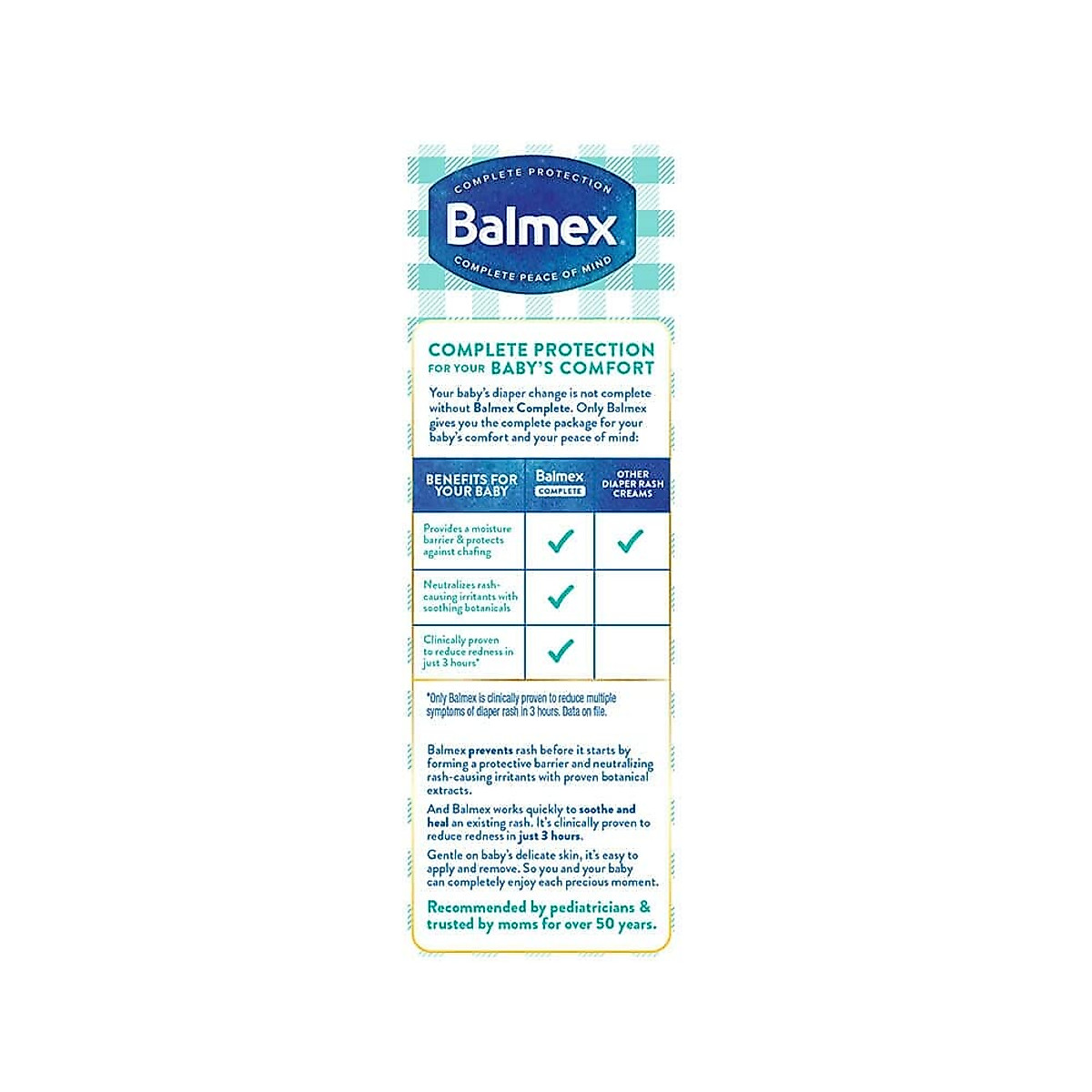 Balmex Zinc Oxide Diaper Rash Cream 4oz (3 Pack)