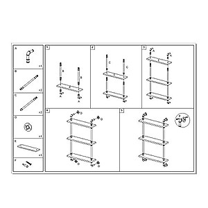 WGX Design for You Industrial Pipe BookcaIndustrial Pipe Bookcase Wall Shelf,Rustic Floating Wood Shelves Shelving (24'')