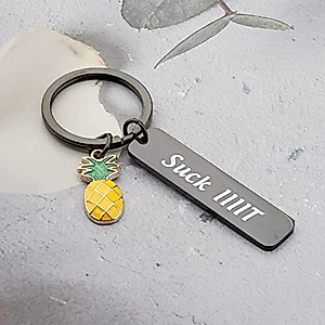 FAADBUK TV Show Keychain Psyc Pineapple Inspired Gift Suck IIIIt Psyc TV Show Gift (Suck IIIIIT Black)