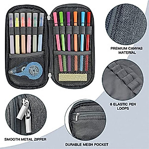 Large Pencil Case, 2022 Upgraded Big Capacity Pencil Pouch Pencil Bag for School Kids Girls Boys Teens Preppy Adults, Aesthetic Simple Pencil Case Organizer with Zipper-Grey