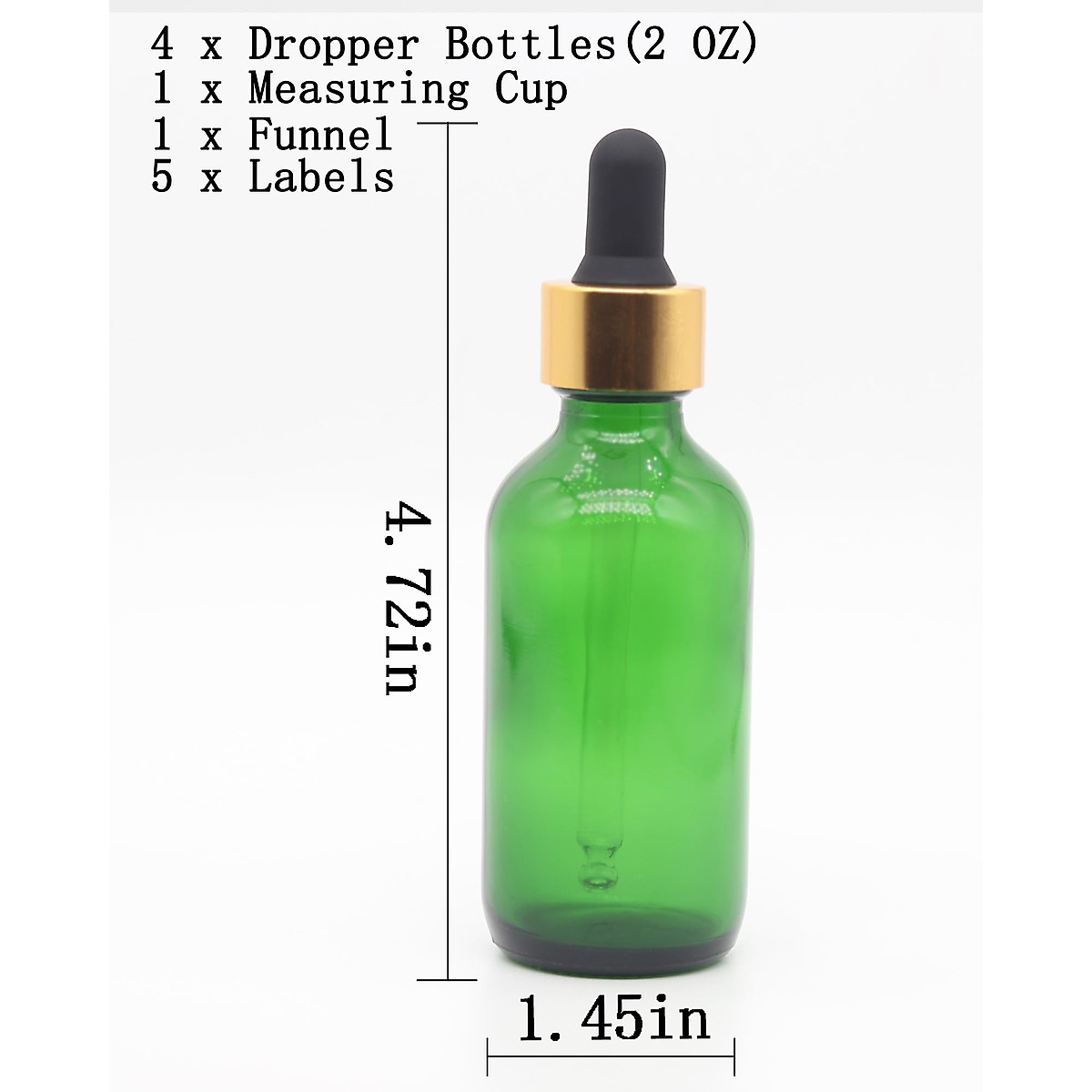 Toaazhy 4 pack,green glass dropper bottles 2 oz,60 ml dark empty tincture bottles with dropper,alcohol,hair oil bottle,eye,small,droppers for oils,medicine,pipette,drip drop,travel,perfume,essentia